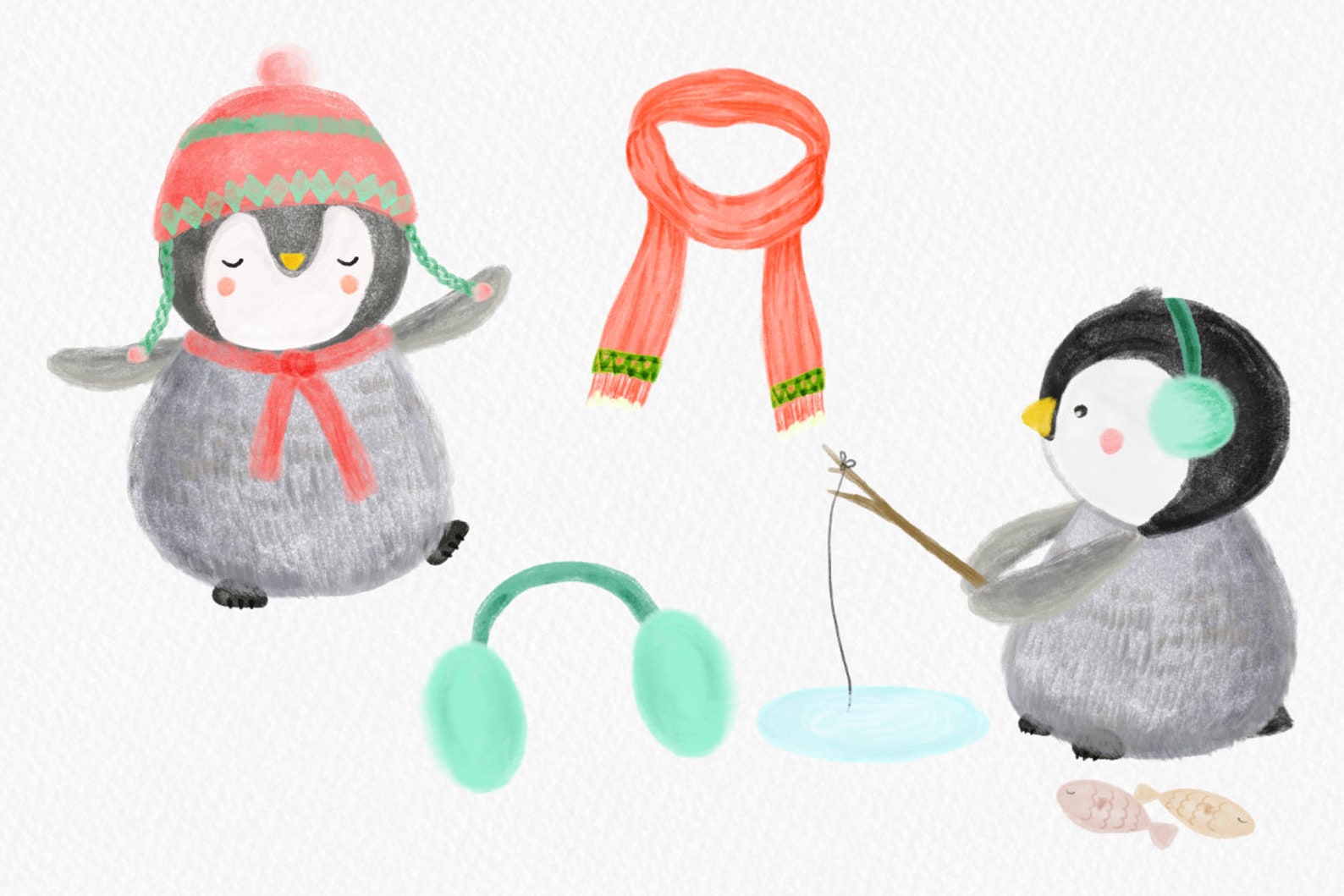 Winter Penguin Clipart, Clipart, Watercolor Penguin Clipart, Penguin ...