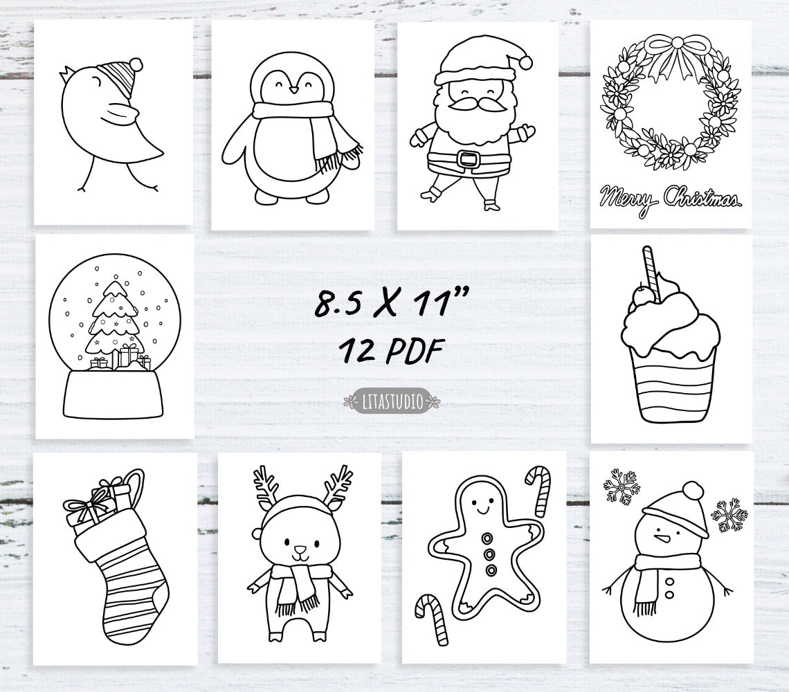Cute Printable Christmas Coloring Pages, Christmas Coloring Sheets for ...