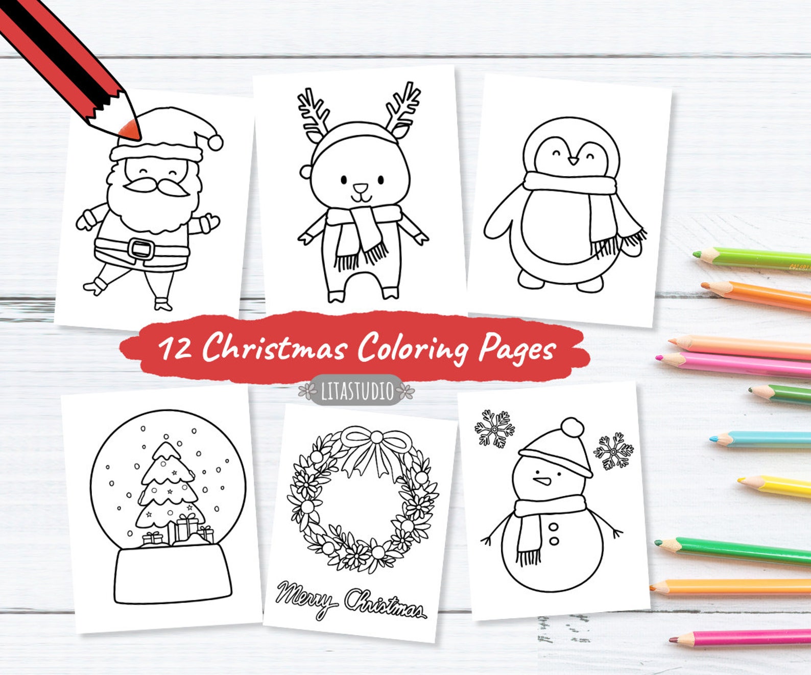 Cute Printable Christmas Coloring Pages, Christmas Coloring Sheets for ...
