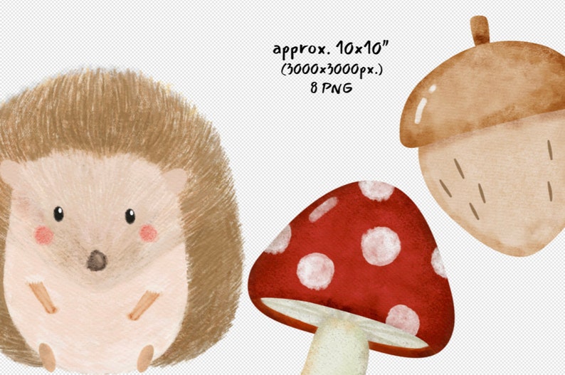 Digital Clip Art, Watercolor Little Cute Hedgehogs Clipart,hedgehogs ...