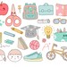 Groovy School Supplies Clipart: Retro Pastel PNG (digital Download) - Etsy