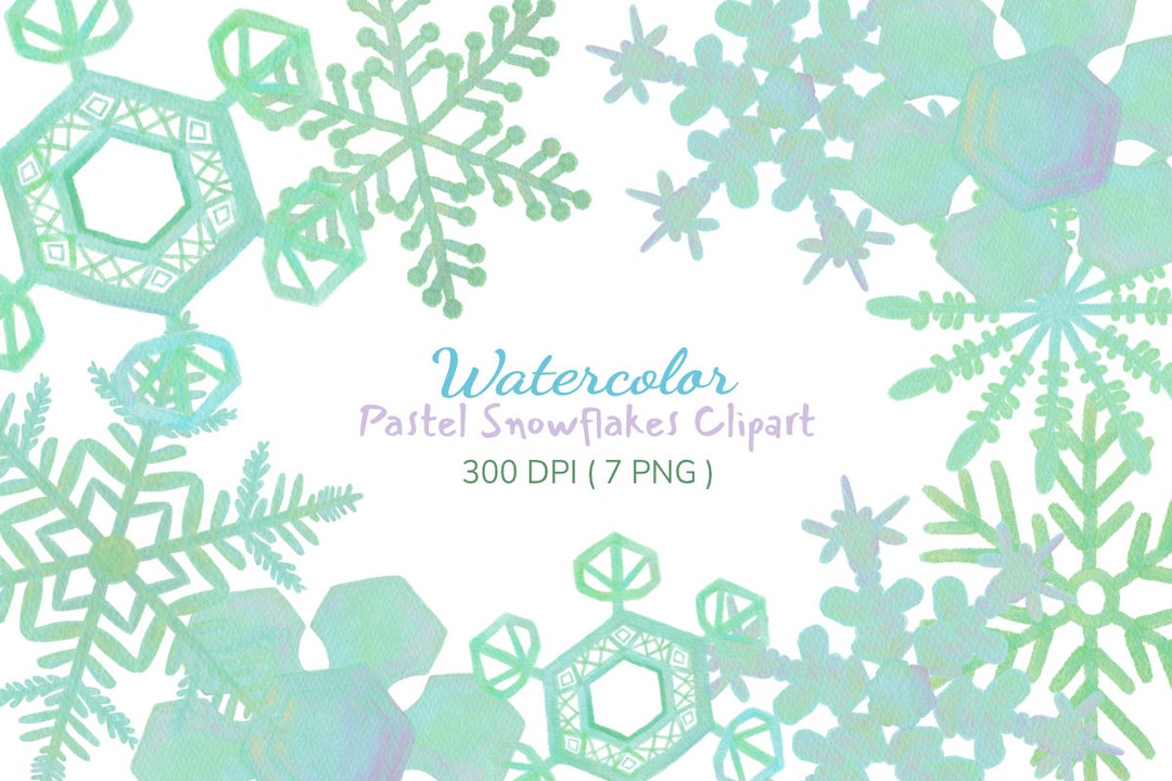 Digital Clip Art, Watercolor Pastel Snowflake Clipart, Sublimation ...