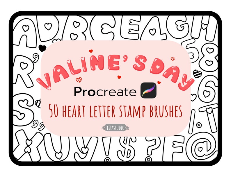 Valentine Alphabet Letters Procreate Brush Stamps, 50 Valentine's ...
