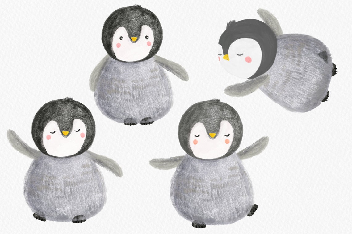 Digital Clip Art, Cute Penguins Clipart (instant Download, PNG File ...