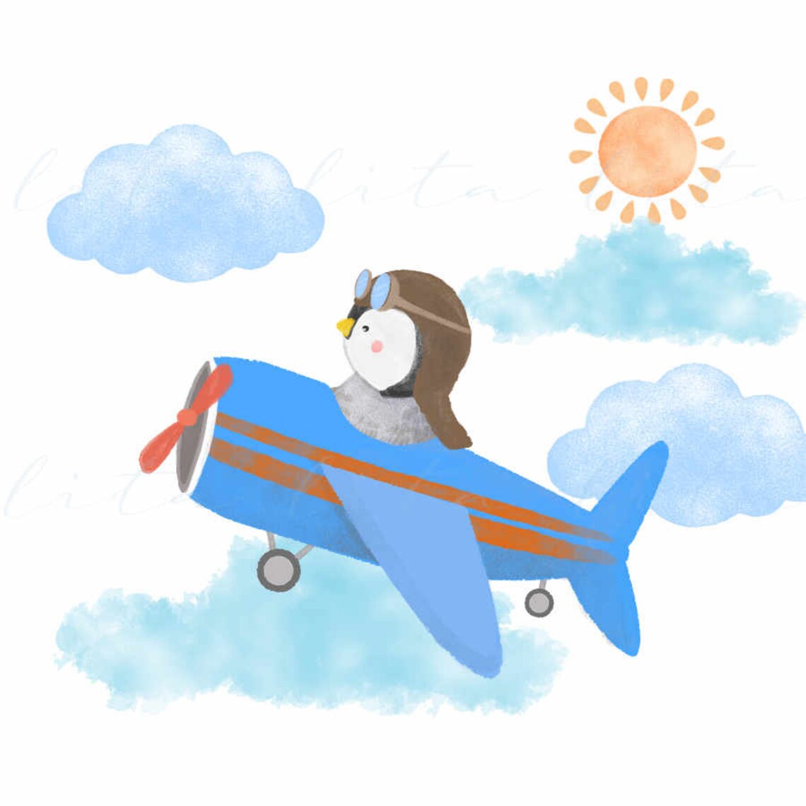 Air Transport Clipart, Digital Clip Art Set, Airplane, Balloon, Rocket ...