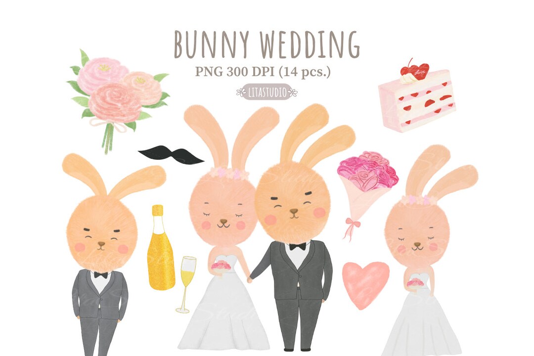 Bunny Wedding Clipart Set: Bride and Groom PNG (digital Download) - Etsy