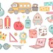 Groovy School Supplies Clipart: Retro Pastel PNG (digital Download) - Etsy