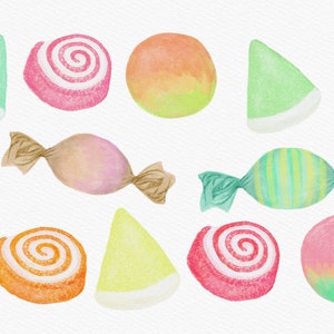 Cute Christmas Watercolor Clipart Set, Christmas Candy Clip Art ...