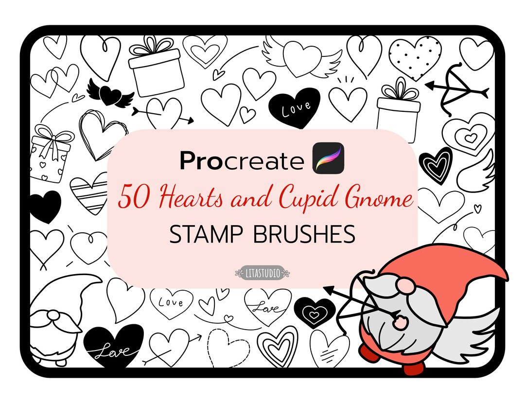 Procreate Heart Stamps, Valentine Procreate Stamps, Heart Procreate ...