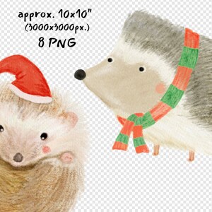 Digital Clip Art, Watercolor Cute Hedgehogs in X'mas Time Clipart - Etsy