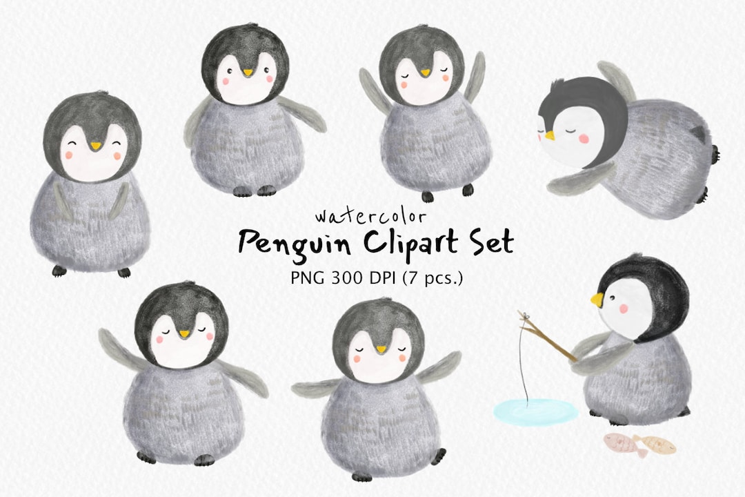 Digital Clip Art, Cute Penguins Clipart (instant Download, PNG File ...