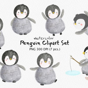 Digital Clip Art, Cute Penguins Clipart (instant Download, PNG File ...