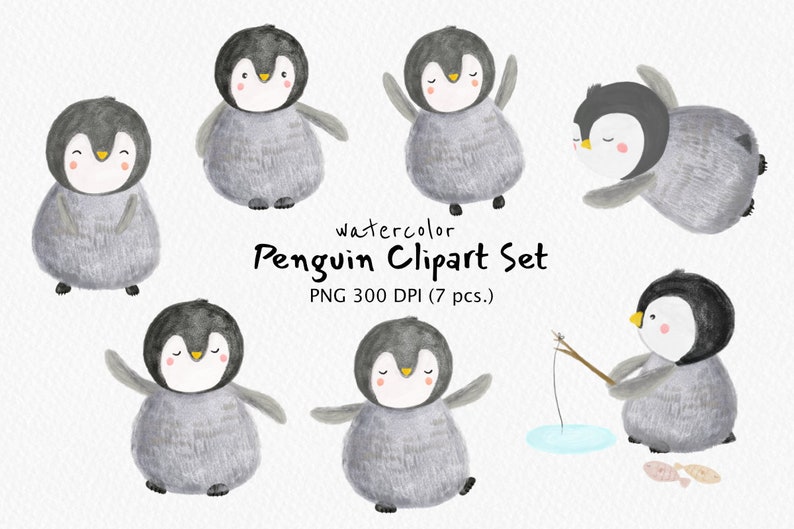 Digital Clip Art, Cute Penguins Clipart (instant Download, PNG File ...