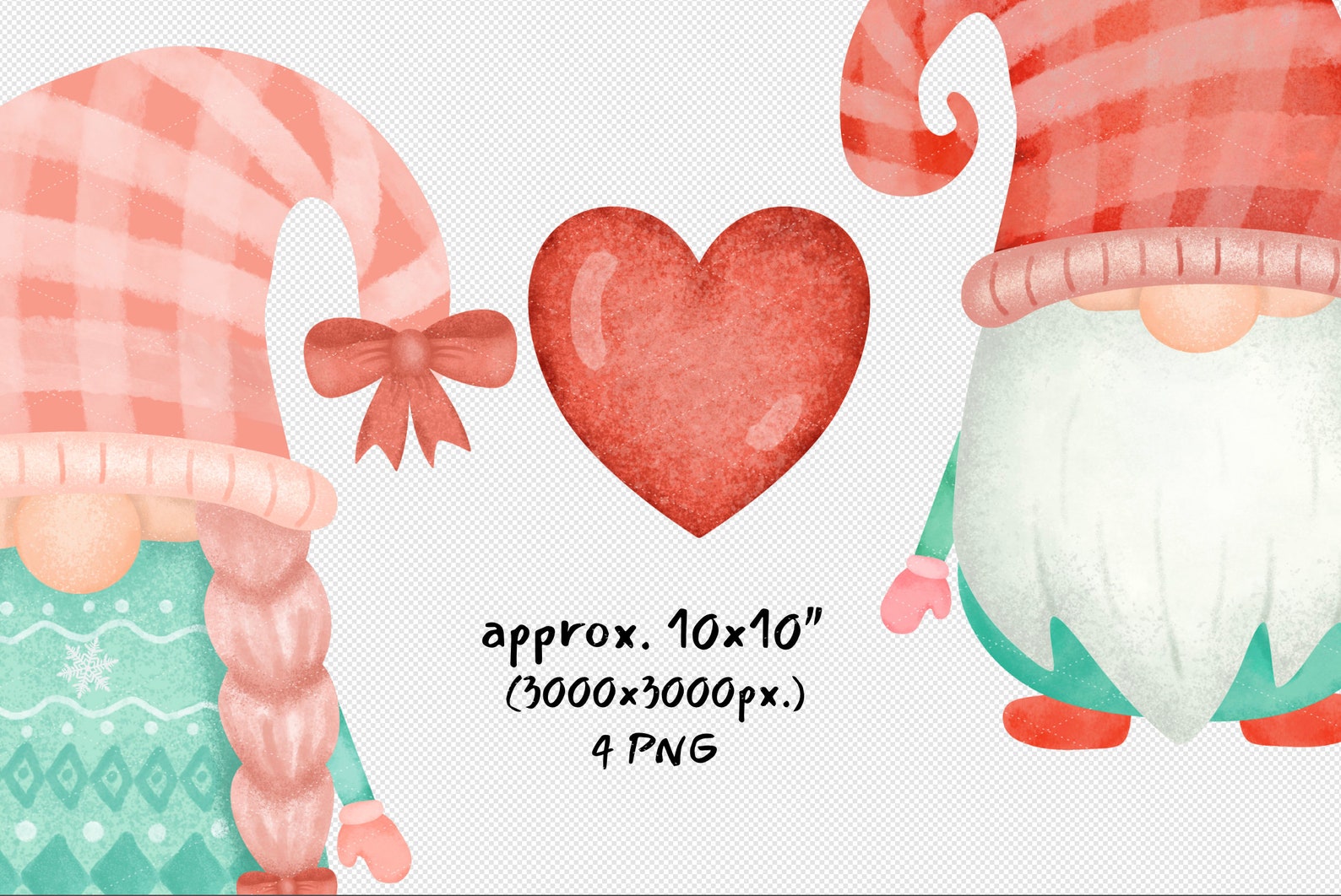 Watercolor Valentine Gnomes Clipart Set Printable - Etsy