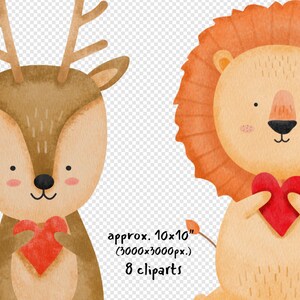 Animal With Heart Clipart Set Valentine Sticker Planner | Etsy