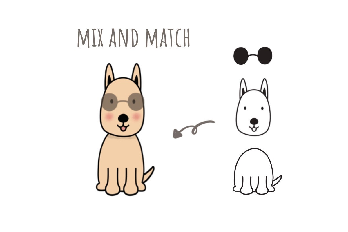 Cute Dog Stamp Brush Set, 32 Dog Face Stamps, DIY Procreate (digital ...