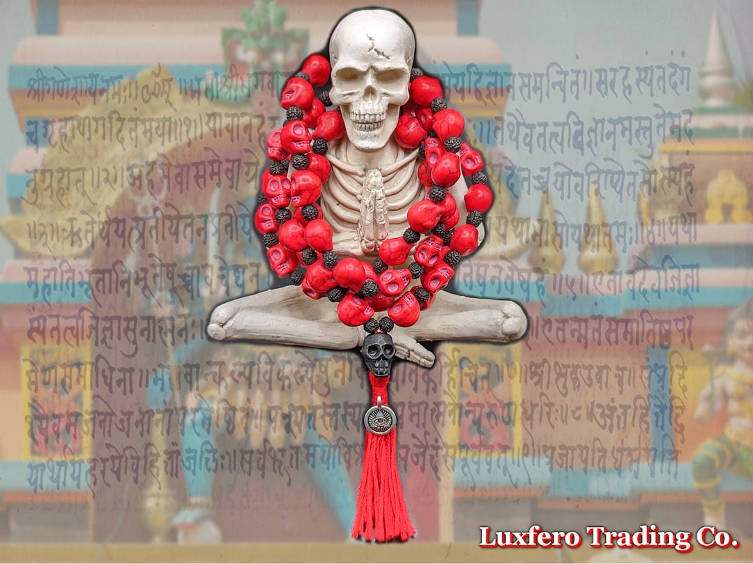 Kali Maa Shakta Mundamala 54 Count 10mm Red Stone Skulls With - Etsy