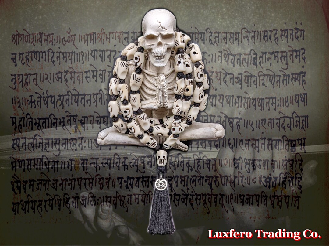 Bone Skull Black Magic Kali Mundamala 54 Count 12mm Bone Skulls With ...