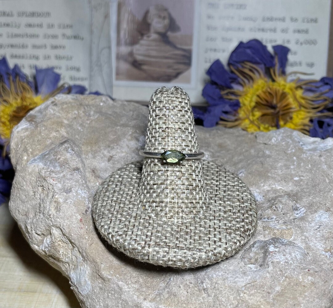 Marquise Cut Faceted Czech Moldavite Ring Size 7 - Etsy