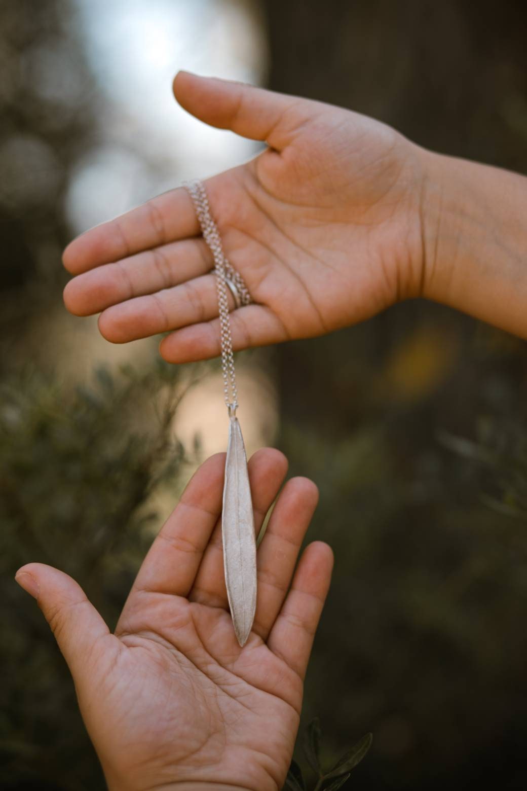 Pendentif en argent véritable feuille, collier nature en argent ...