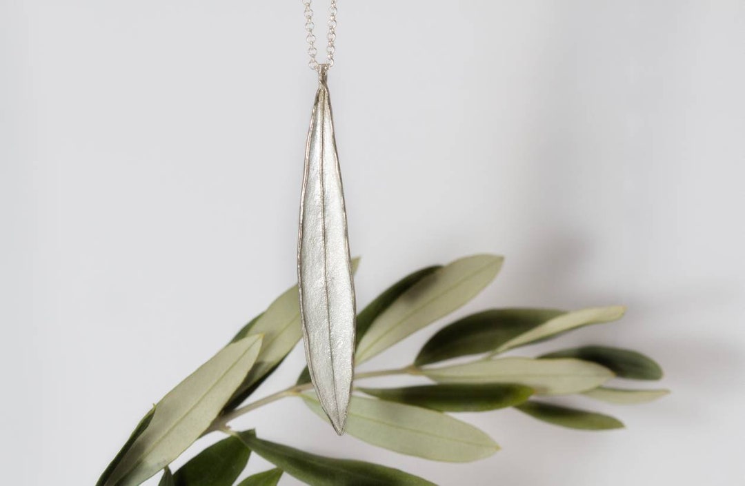 Pendentif en argent véritable feuille, collier nature en argent ...
