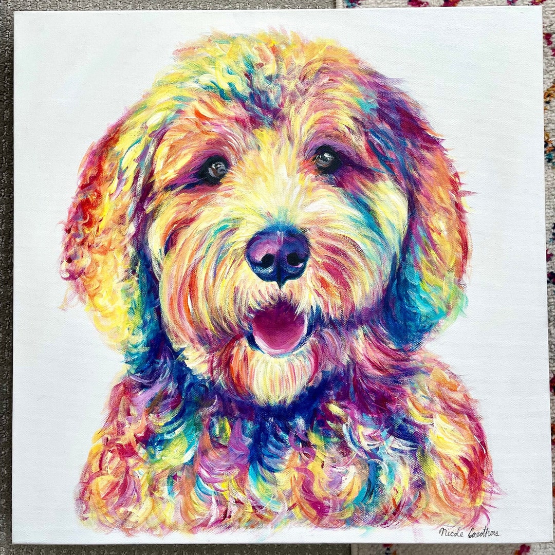 Custom Golden Doodle Portrait | Goldendoodle Memorial Watercolor ...
