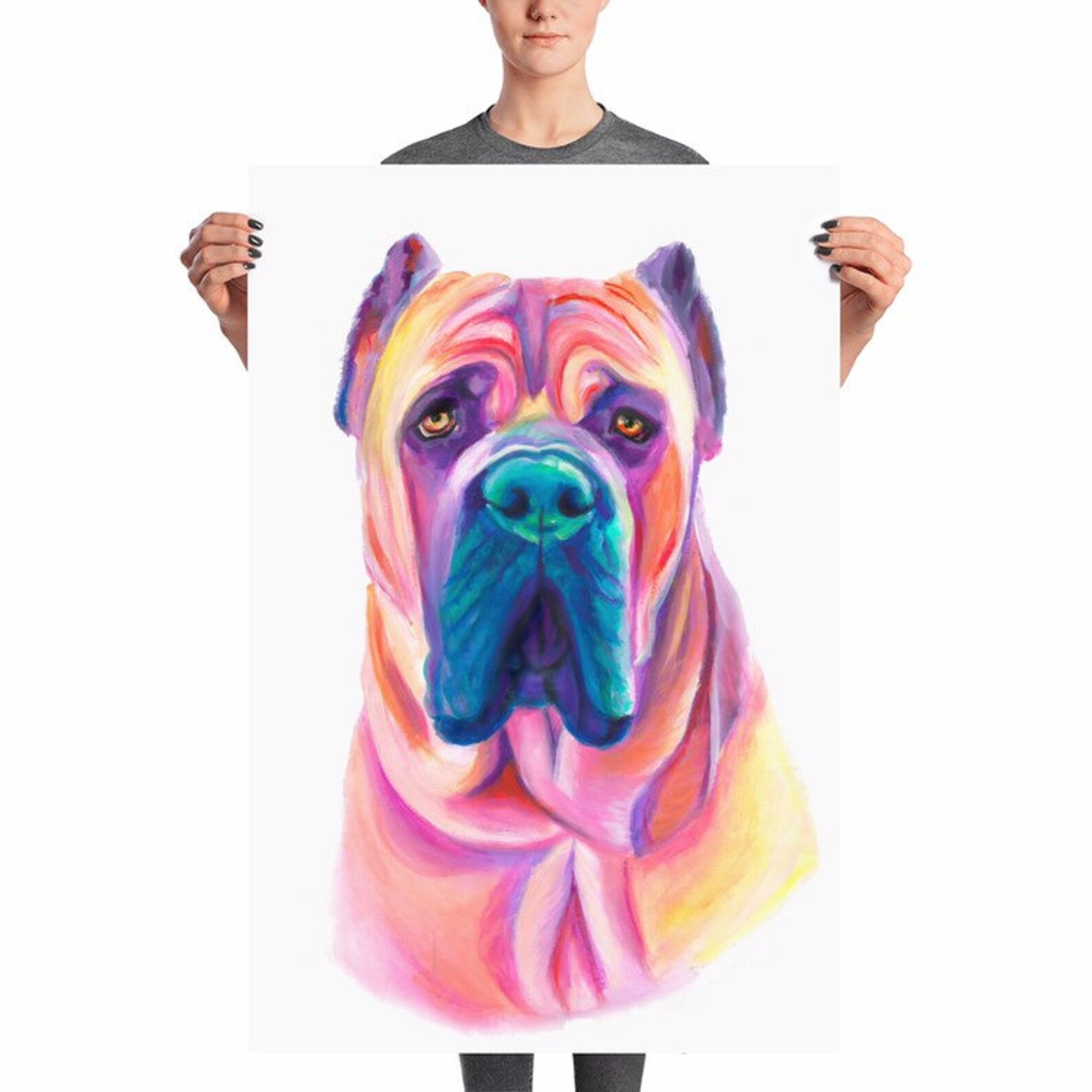 PRINTS Pink Coral Cane Corso Painting | Etsy