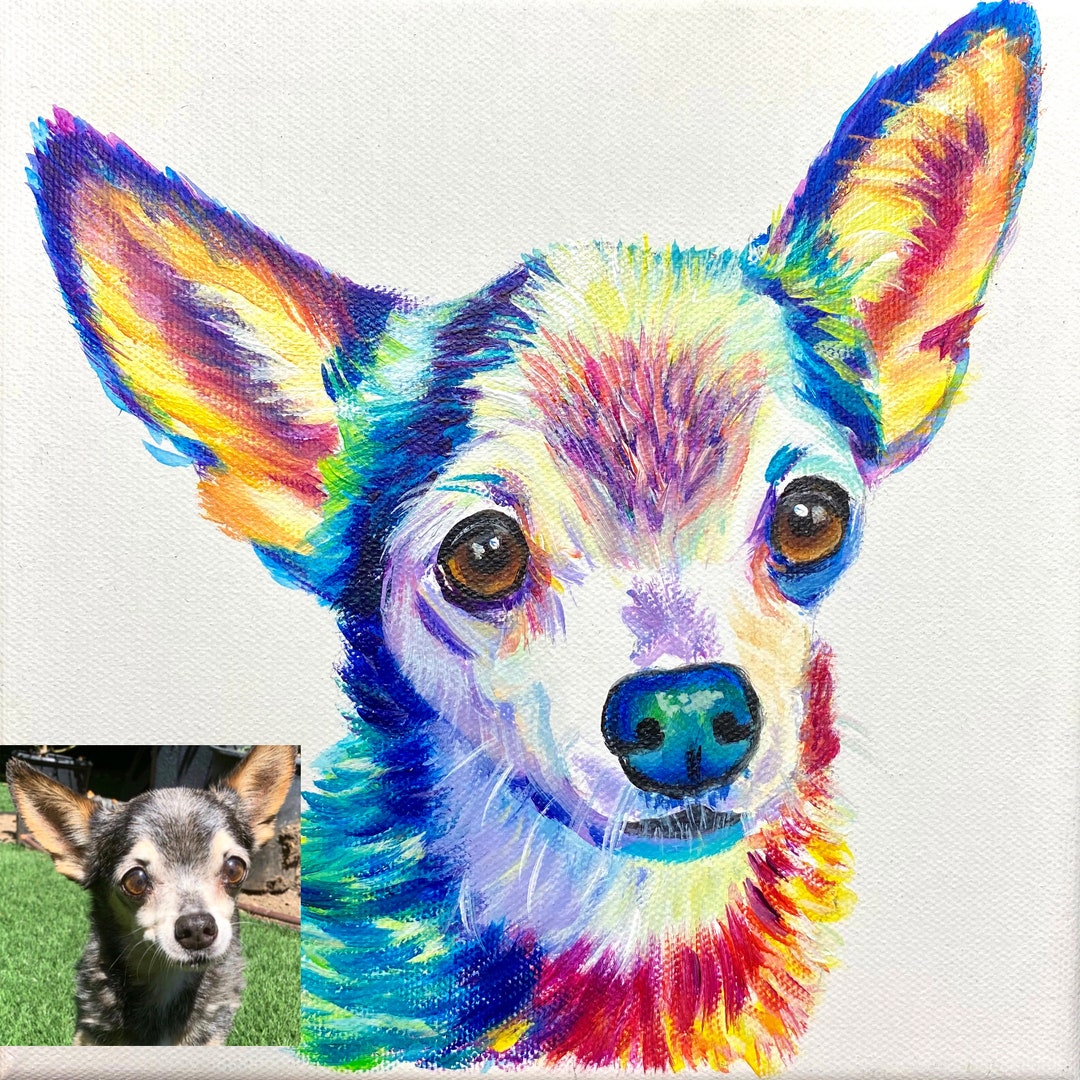 Custom Dog Portrait Painting: Hand-painted Pet Memorial Art - Etsy