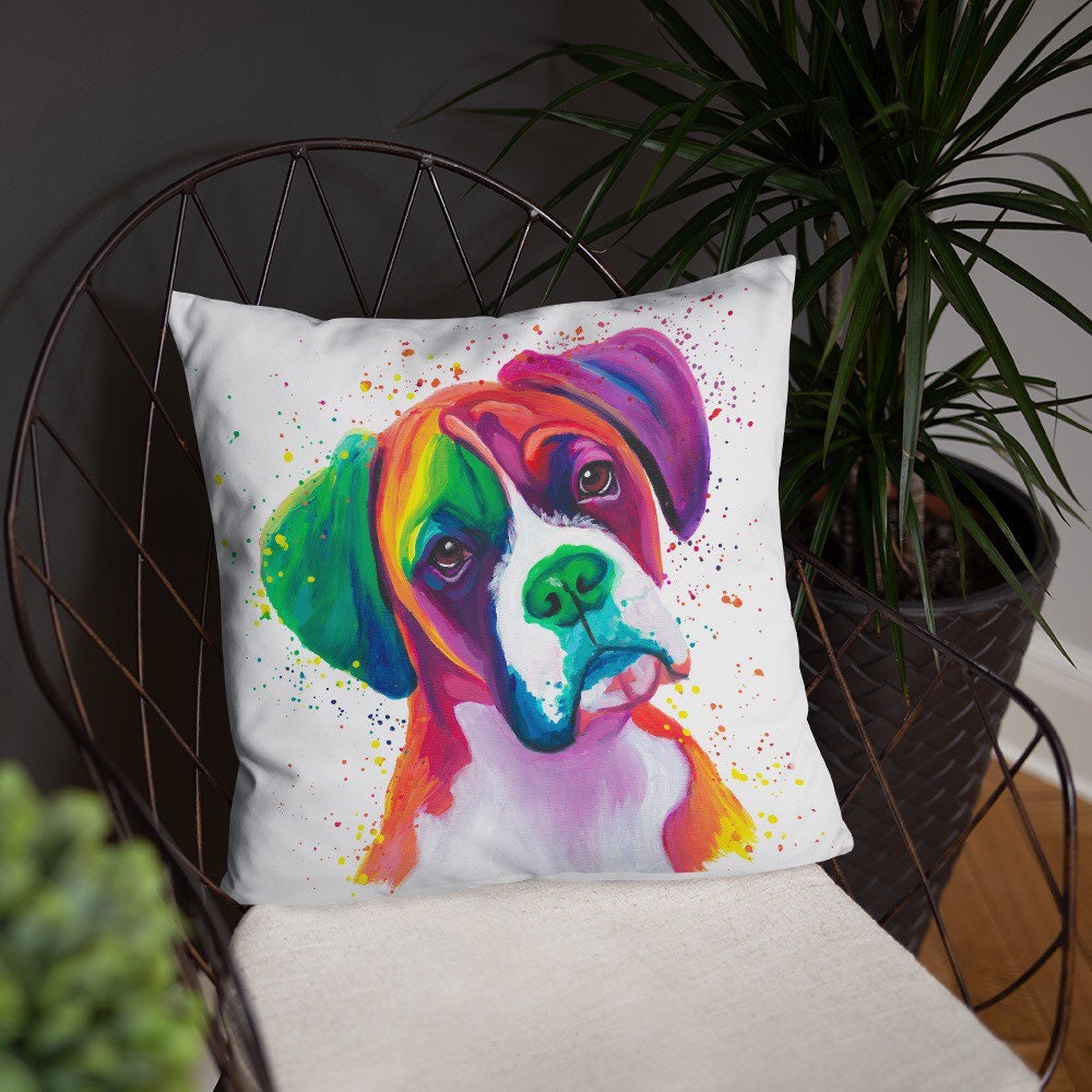 Rainbow Boxer Pillow Cute Throw Pillow Boxer Lover Gift Dog - Etsy