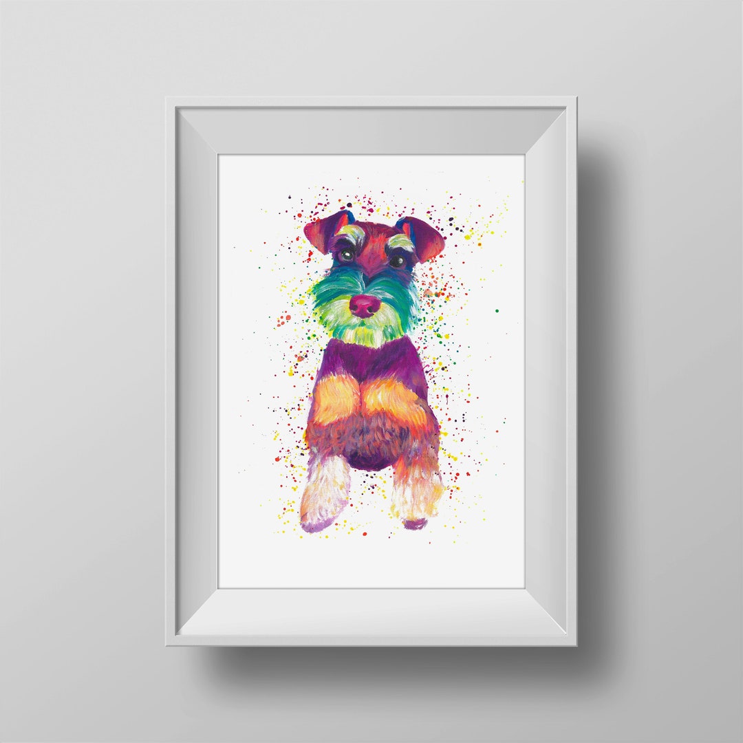 Rainbow Schnauzer Print, Schnauzer Dog, Art Print, Wall Decor, Bathroom ...