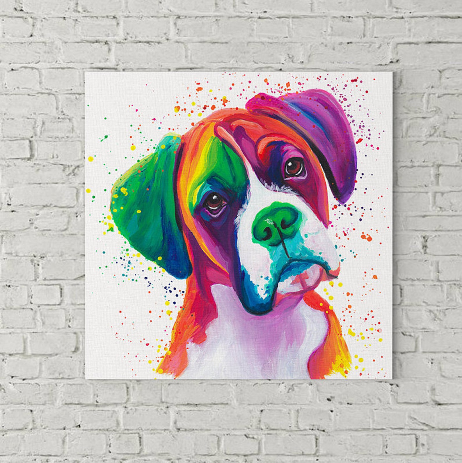 Rainbow Boxer Canvas Print Boxer Dog Boxer Dog Gifts | Etsy