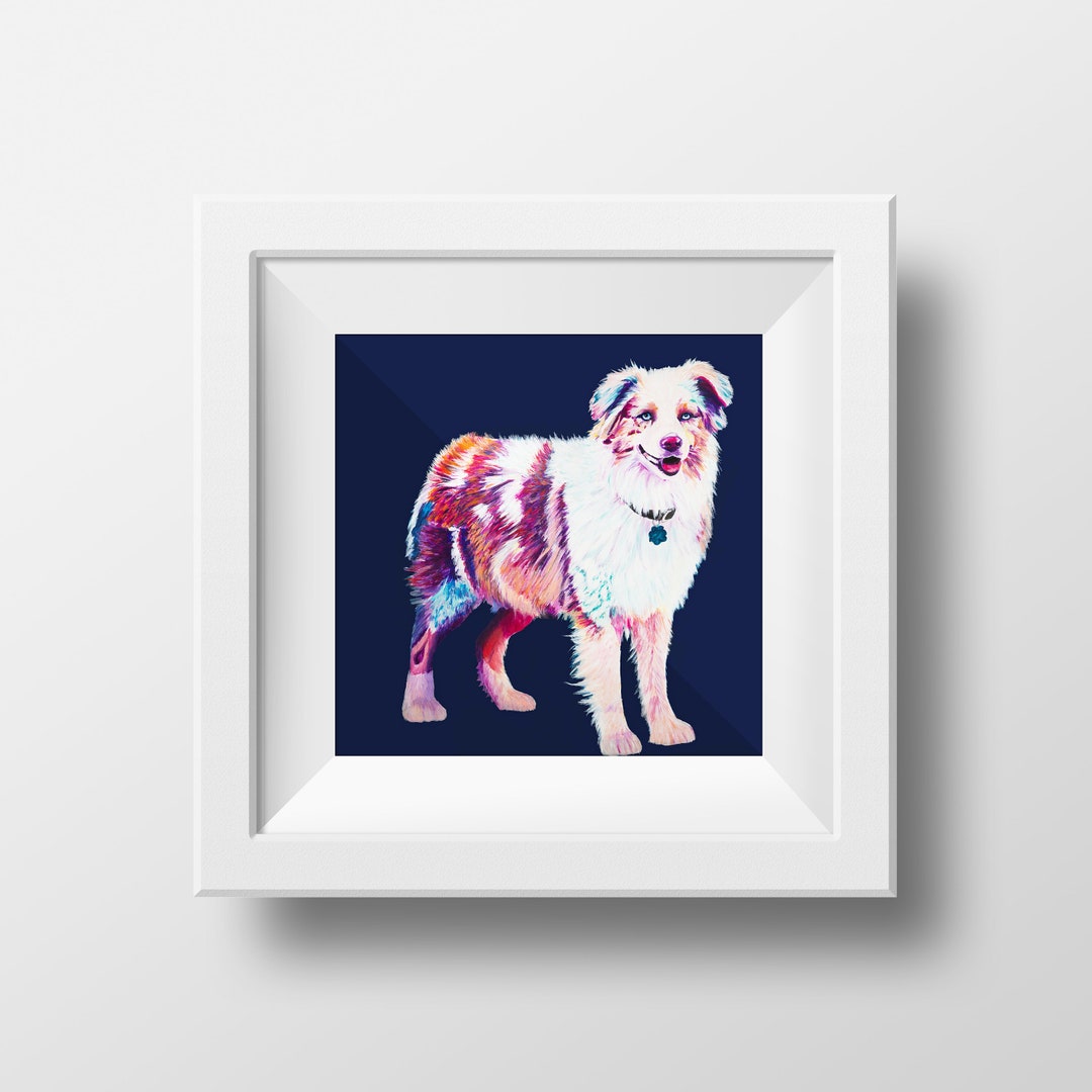 Colorful Australian Shepherd Print | Mini Aussie Print | Australian ...