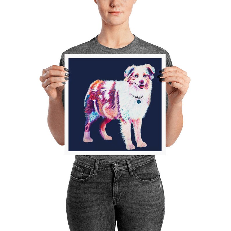 Colorful Australian Shepherd Print Mini Aussie Print - Etsy