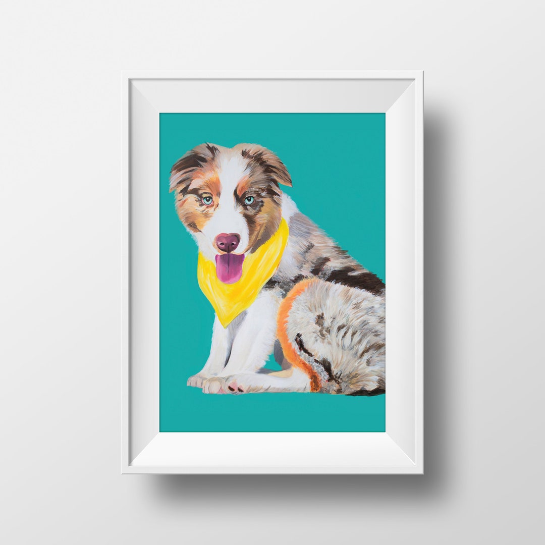 Australian Shepherd Puppy Print, Puppy, Wall Decor, Poster, Art, Gift ...