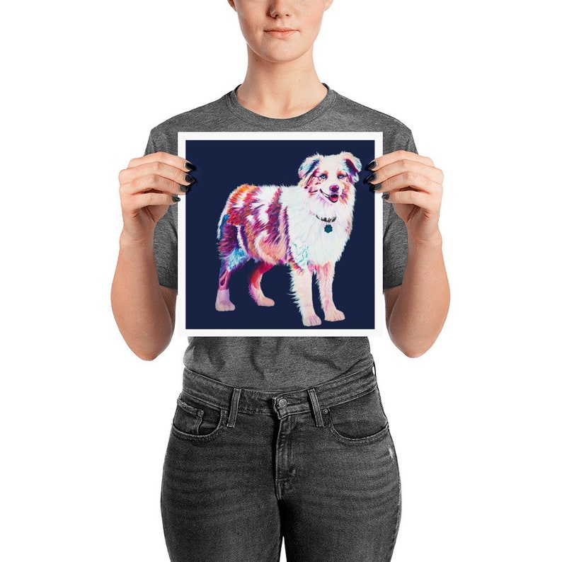 Colorful Australian Shepherd Print Mini Aussie Print - Etsy