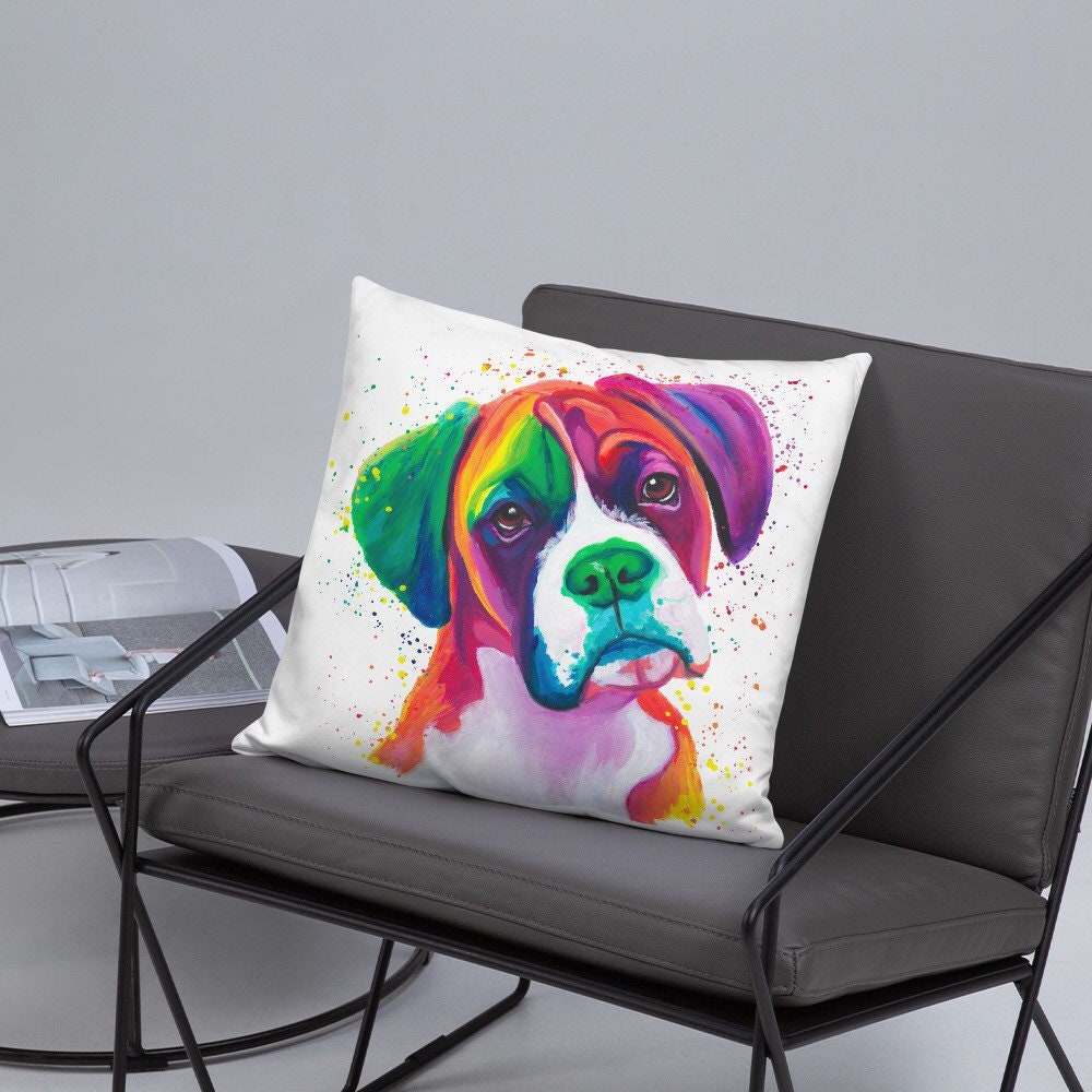 Rainbow Boxer Pillow Cute Throw Pillow Boxer Lover Gift Dog - Etsy