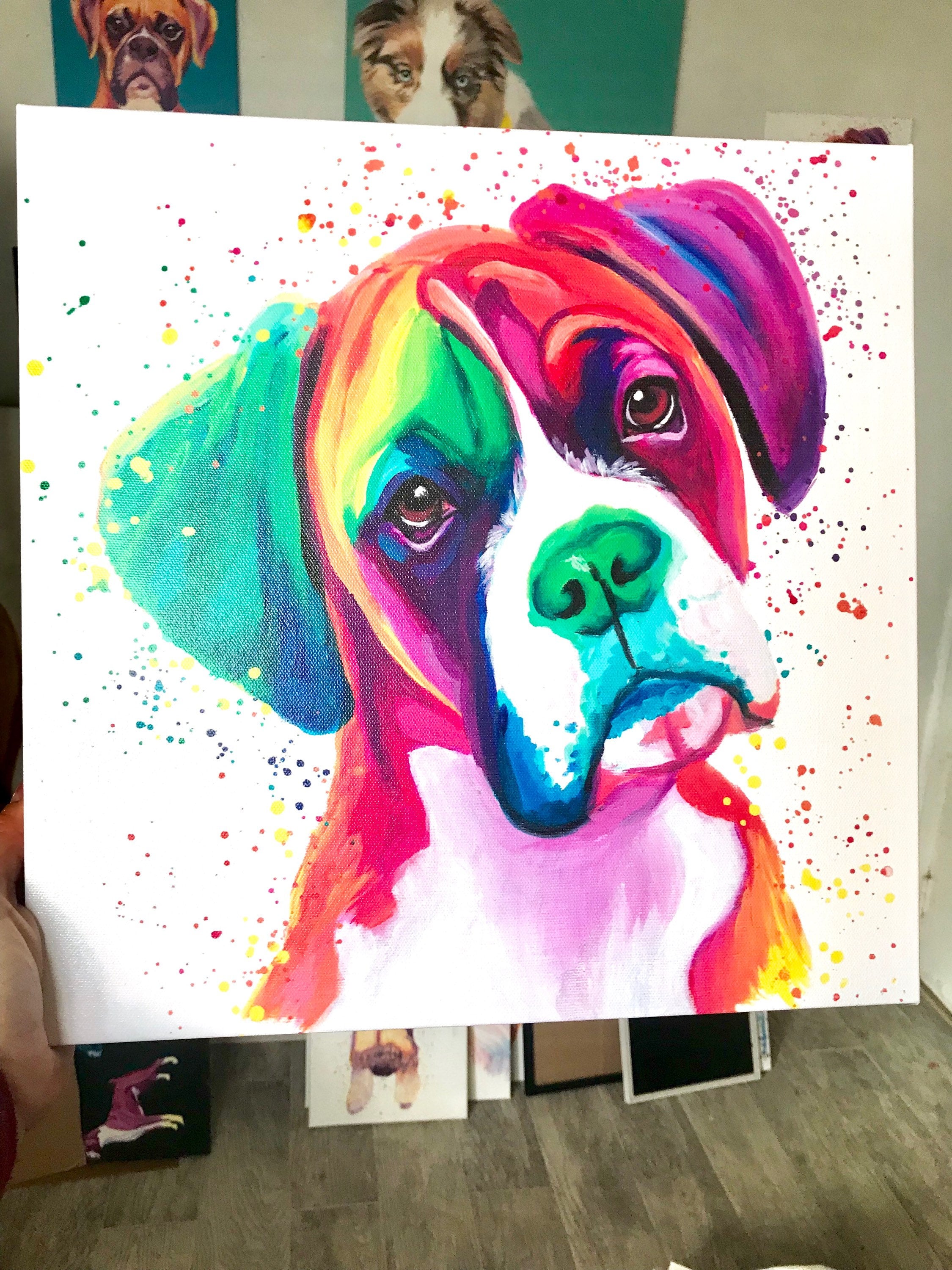 Rainbow Boxer Canvas Print Boxer Dog Boxer Dog Gifts | Etsy