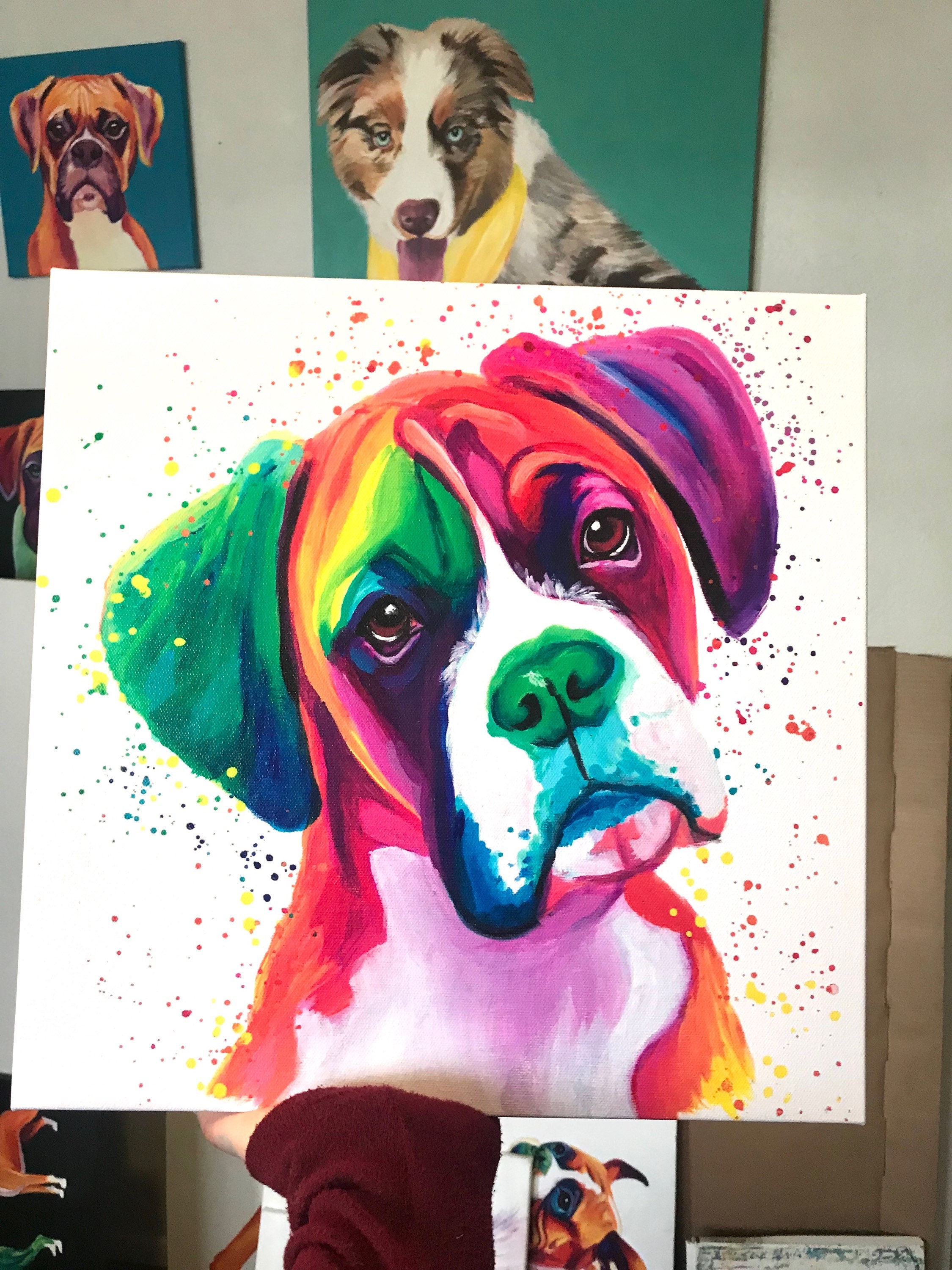 Rainbow Boxer Canvas Print Boxer Dog Boxer Dog Gifts | Etsy