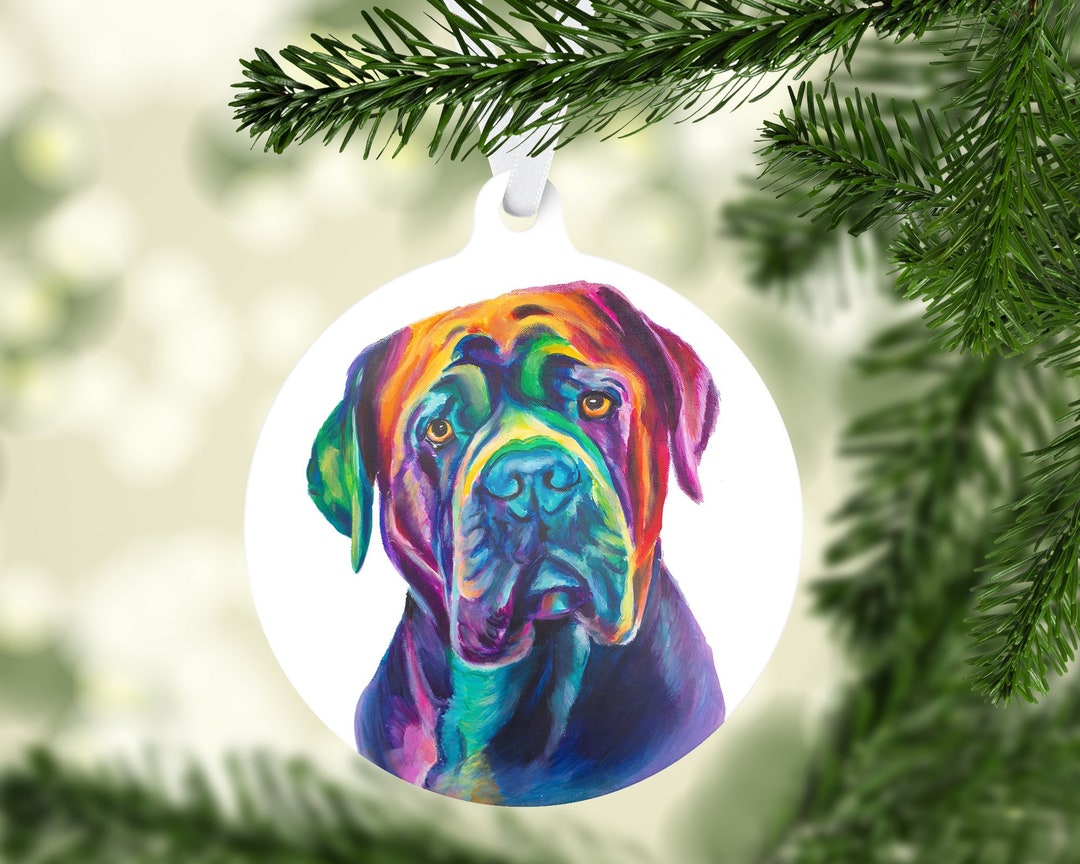 Rainbow Cane Corso Christmas Ornament, Italian Mastiff Ornament Gift ...