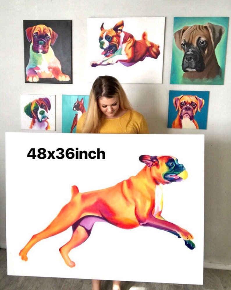 Painting of Your Pet in Rainbow Colors Pop Art Pet Portrait | Etsy