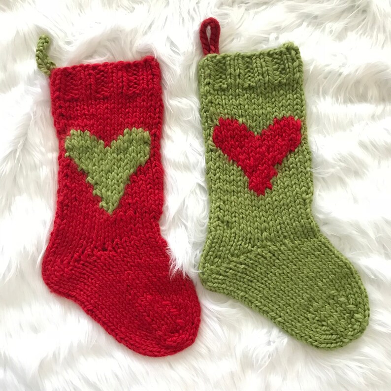 Super Chunky Heart Christmas Stocking Knitting PDF Pattern - Etsy