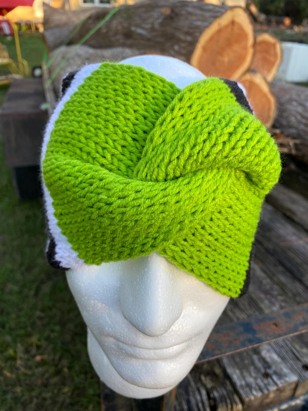 Beetle Juice Inspired Ear Warmer Green White and Black. - Etsy