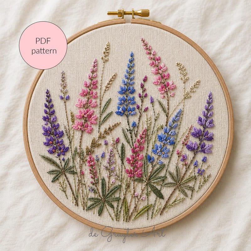 Lupin Embroidery Pattern - Etsy
