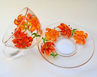 Orange Tea Cup Set | Etsy