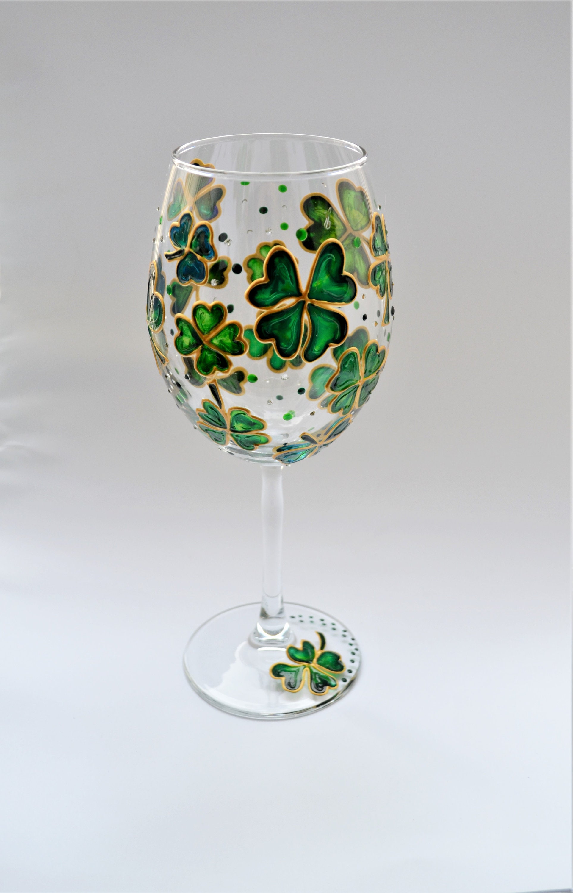 Shamrock Glasses Hand Painted Wine Glasses St. Patrick's Day ...