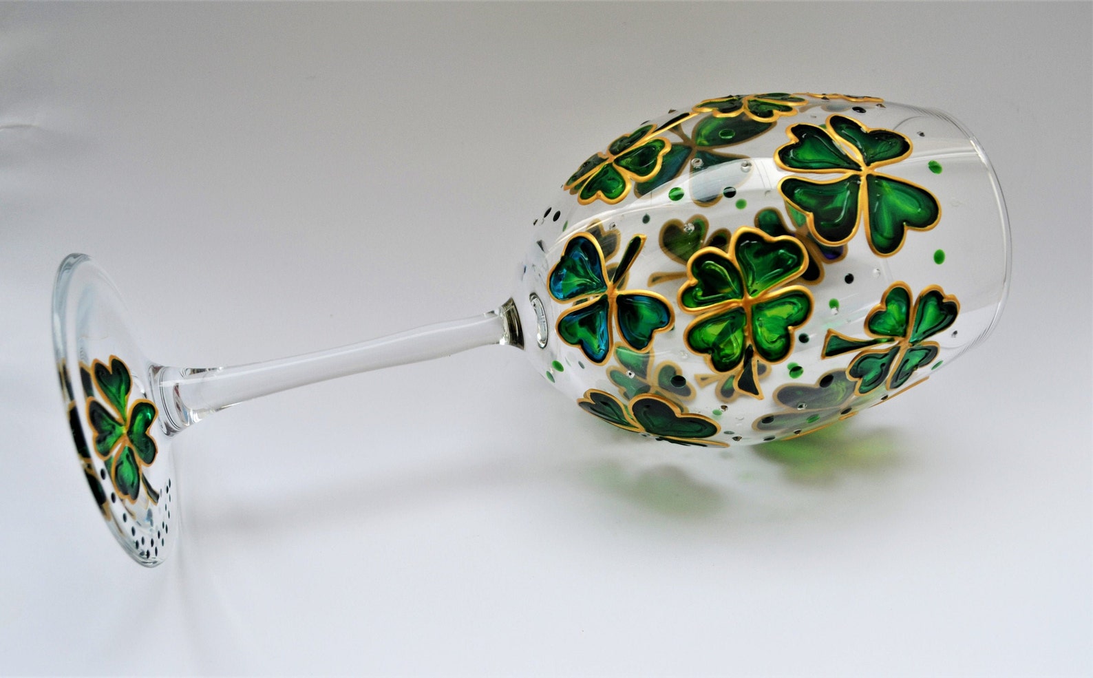 Shamrock Glasses Hand Painted Wine Glasses St. Patrick's Day ...