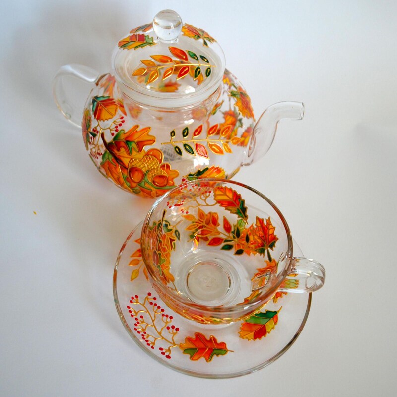 Hand Painted Tea Set - Etsy