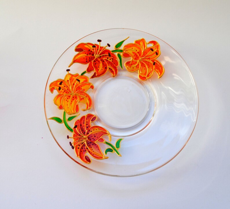 Tea Set Orange Tiger Lily Tea Cup and Saucer Hand Painted - Etsy