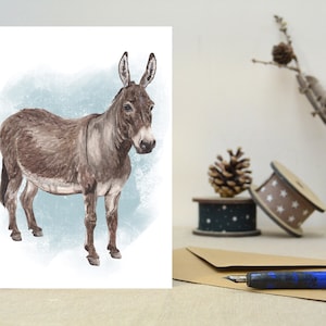 A6 Donkey Greeting Card Blank Cards Animal Watercolour - Etsy