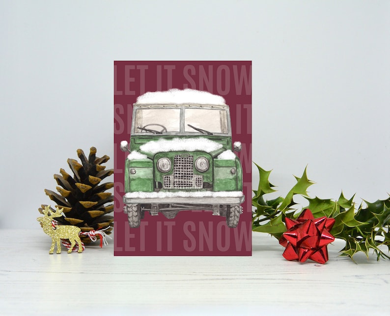 A6 Let It Snow Series 1 Land Rover Christmas Card, Watercolour ...